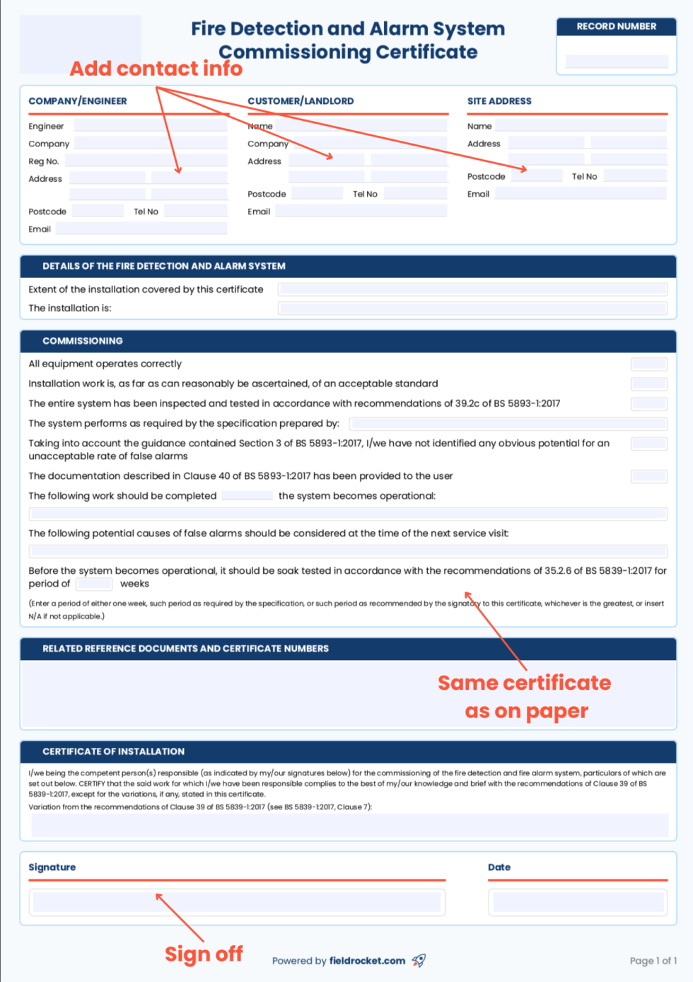 Fire Detection And Alarm System Commissioning Certificate Free Pdf